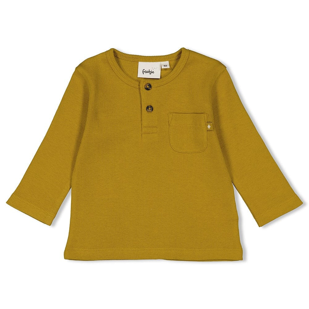 KEEP ROLLING - 2x2 Rib Jersey Henley Collar Top – Feetje Baby US